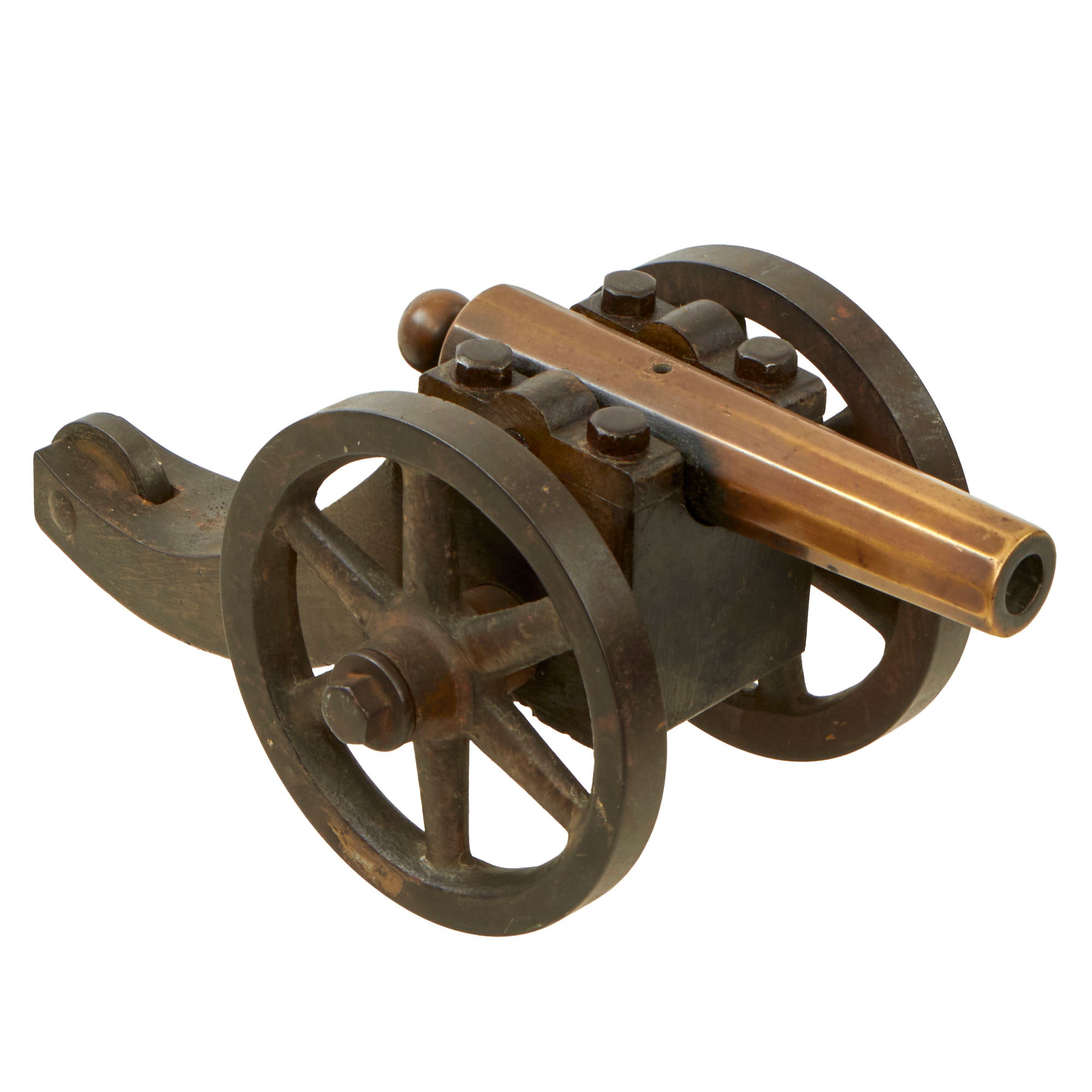 Original 19th Century U.S. Brass Signal Cannon on Custom Heavy Cast St ...