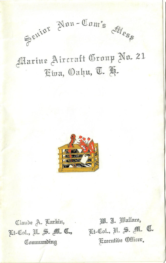 Original U.S. WWII Pearl Harbor November 1941 Dinner Menu Marine Aircr ...