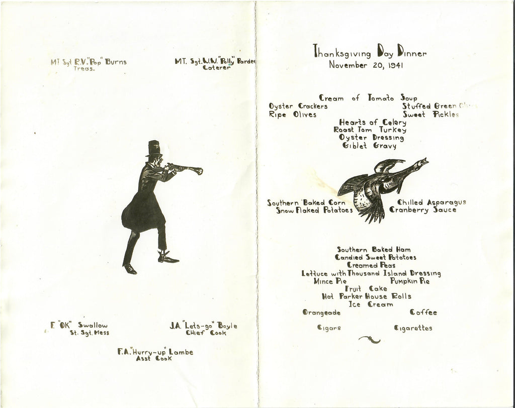 Original U.S. WWII Pearl Harbor November 1941 Dinner Menu Marine Aircr ...