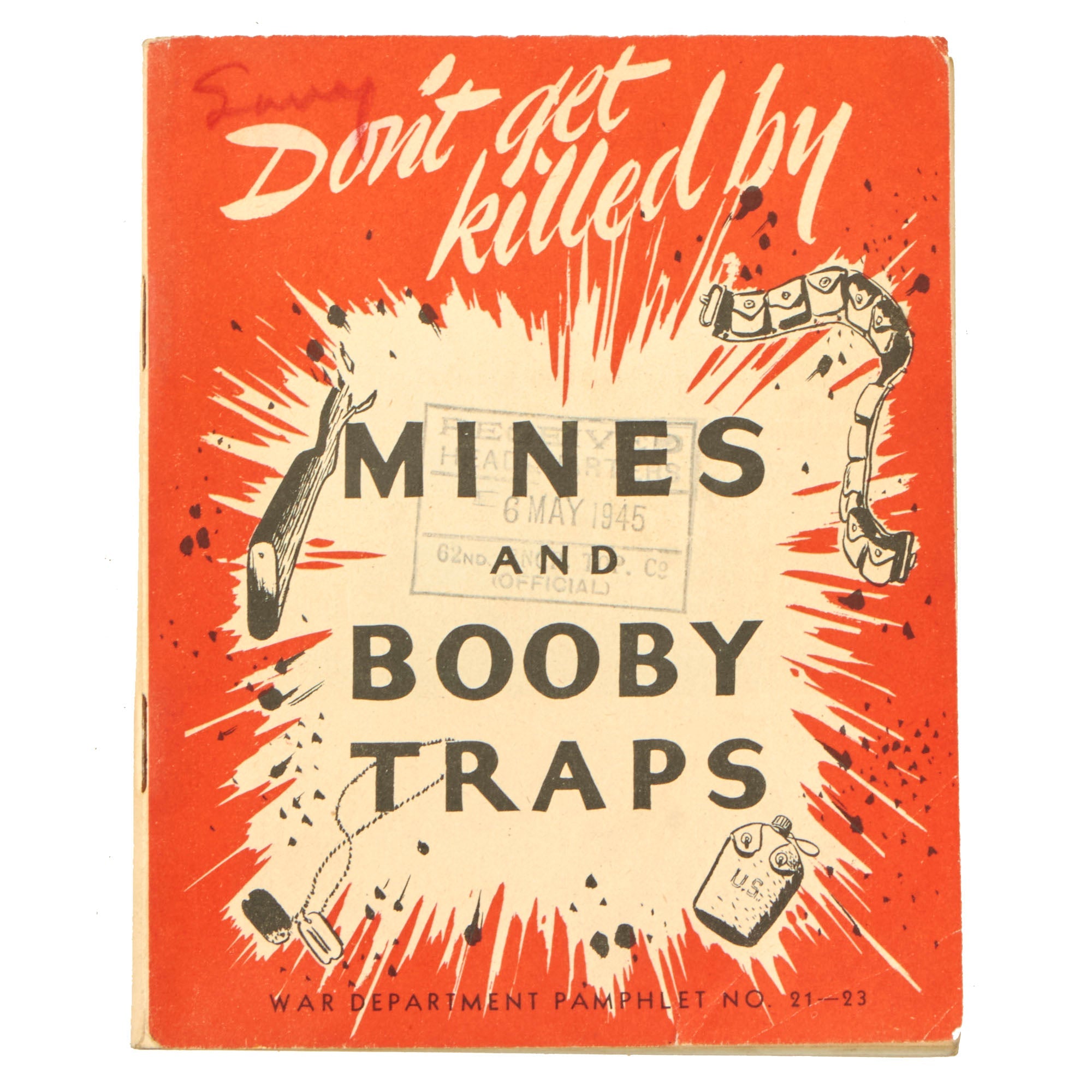 Original U.S. WWII Pair of Enemy Mines and Booby Traps War Department ...