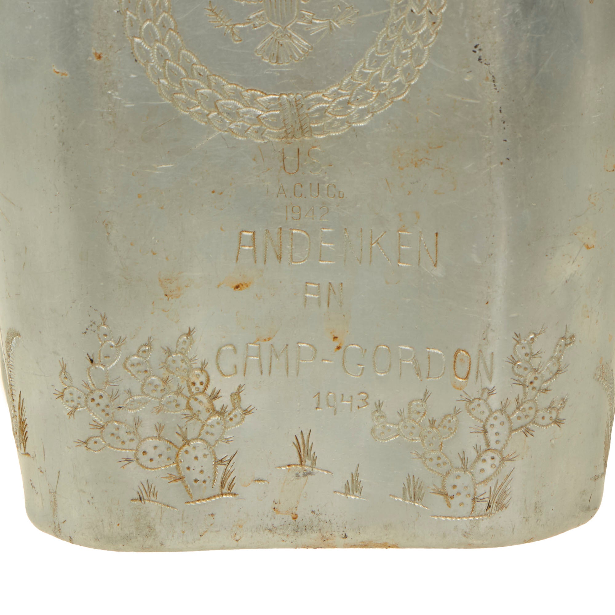 Original U.S. WWII German POW Trench Art Engraved Afrika M1910 Canteen ...