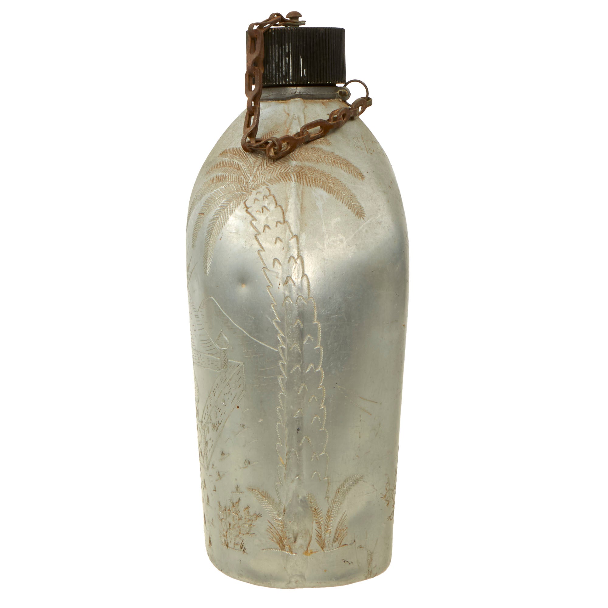 Original U.S. WWII German POW Trench Art Engraved Afrika M1910 Canteen ...