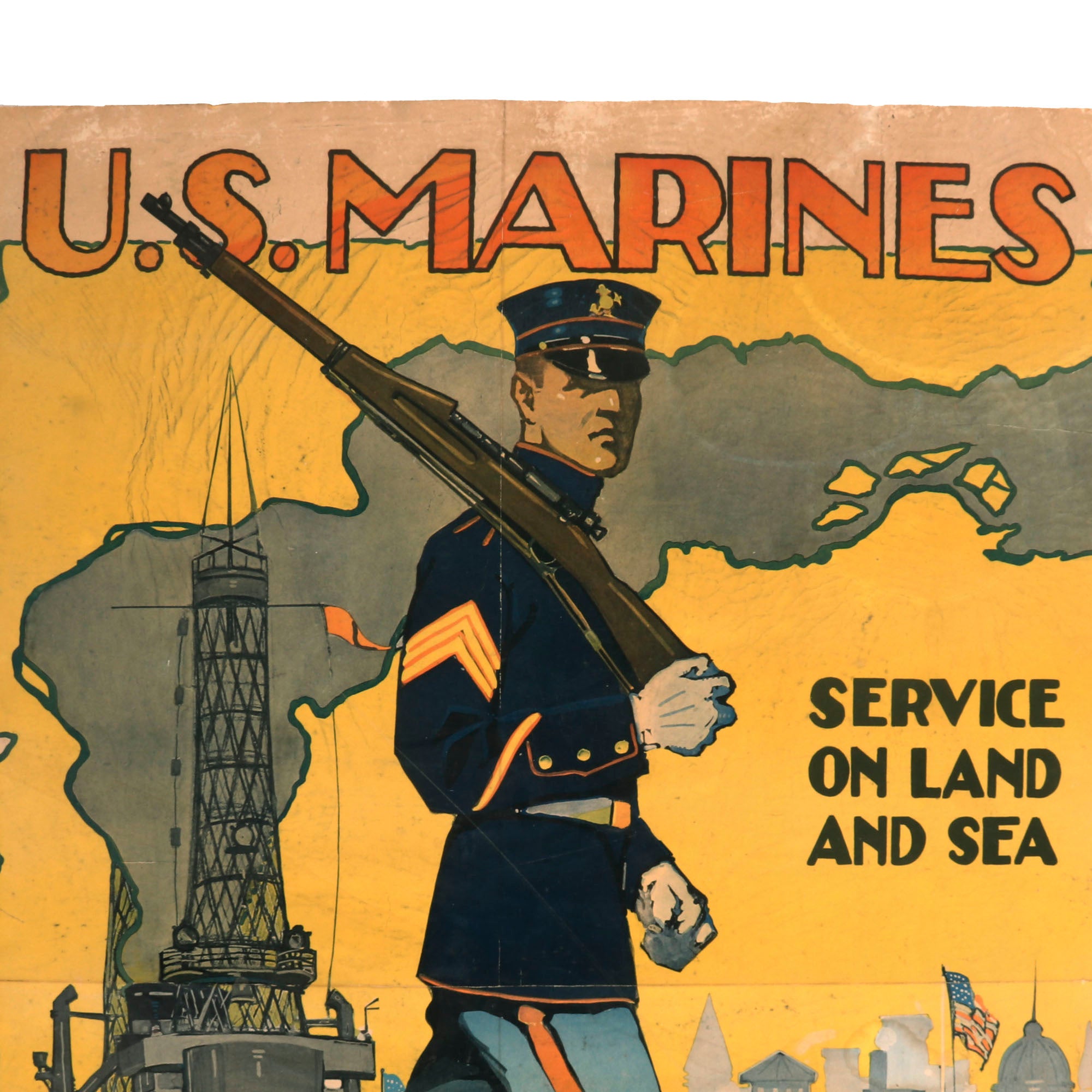 Original U.S. WWI US Marine Corps “Active Service On Land and Sea” Rec ...