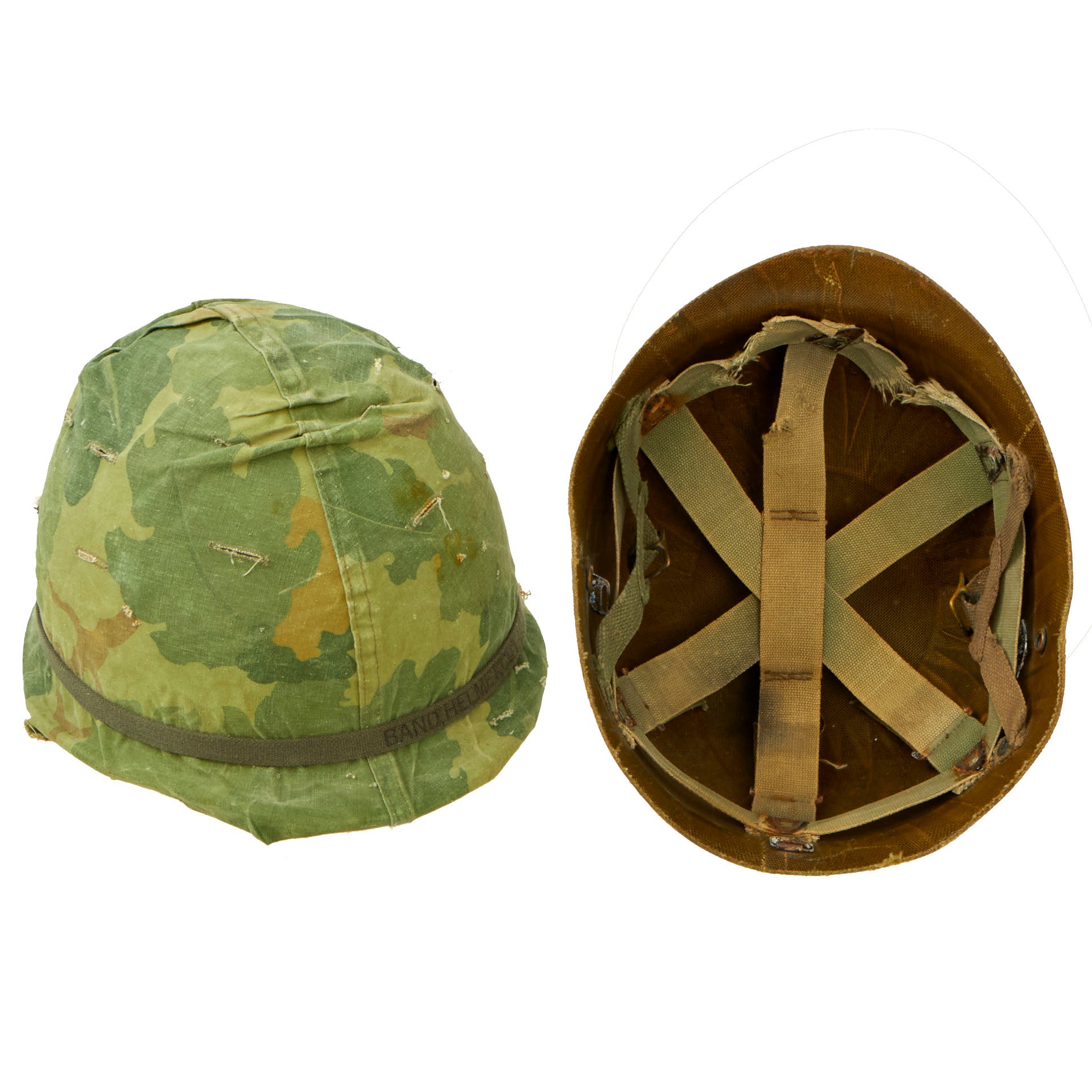 Original U.S. Vietnam M1 Paratrooper Helmet with USMC Reversible Camou ...