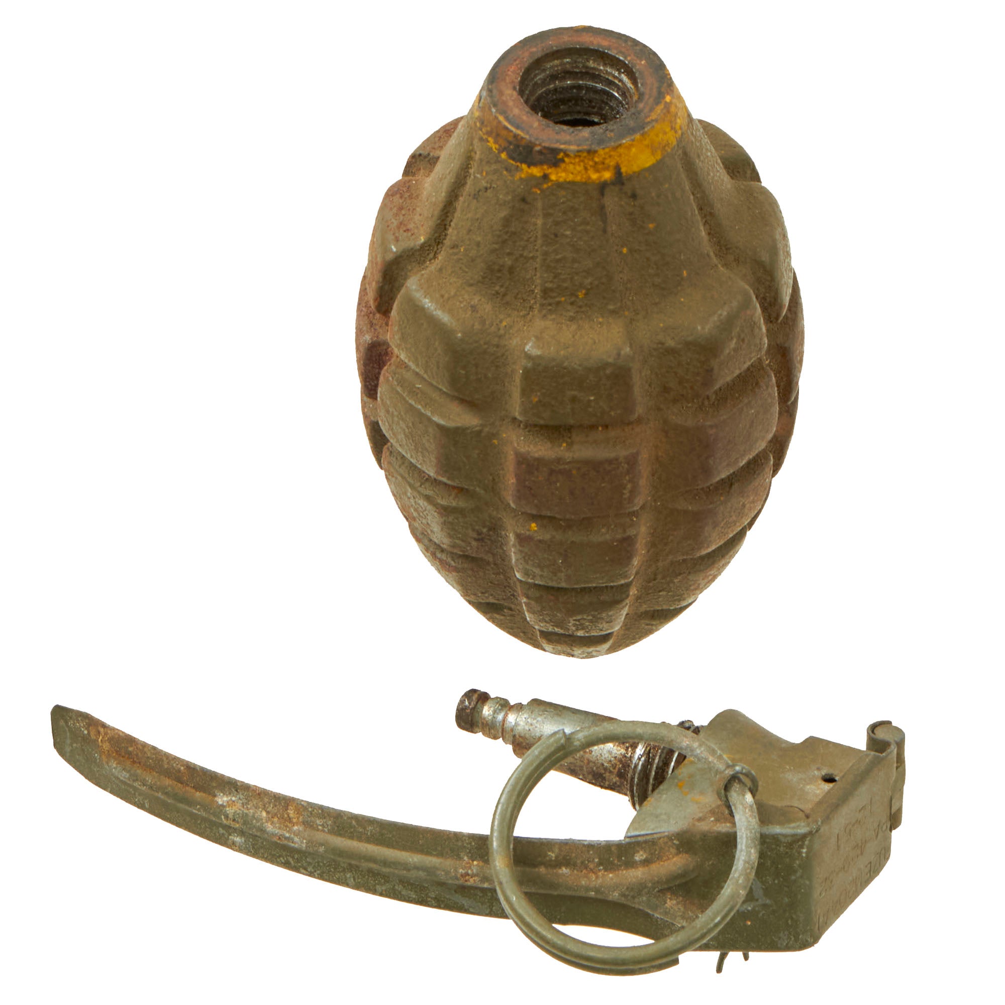 Original U.S. WWII Inert MkII Pineapple Grenade with Yellow Ring & Kor ...