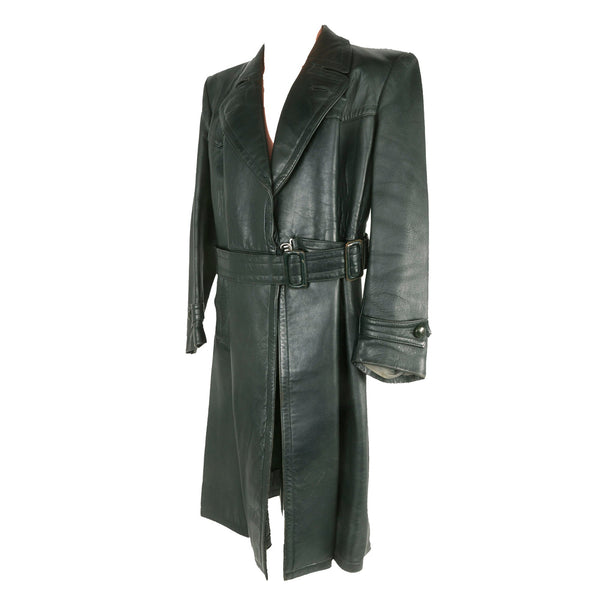 Original German WWII Officer's Private Purchase Gray Leather Greatcoat ...