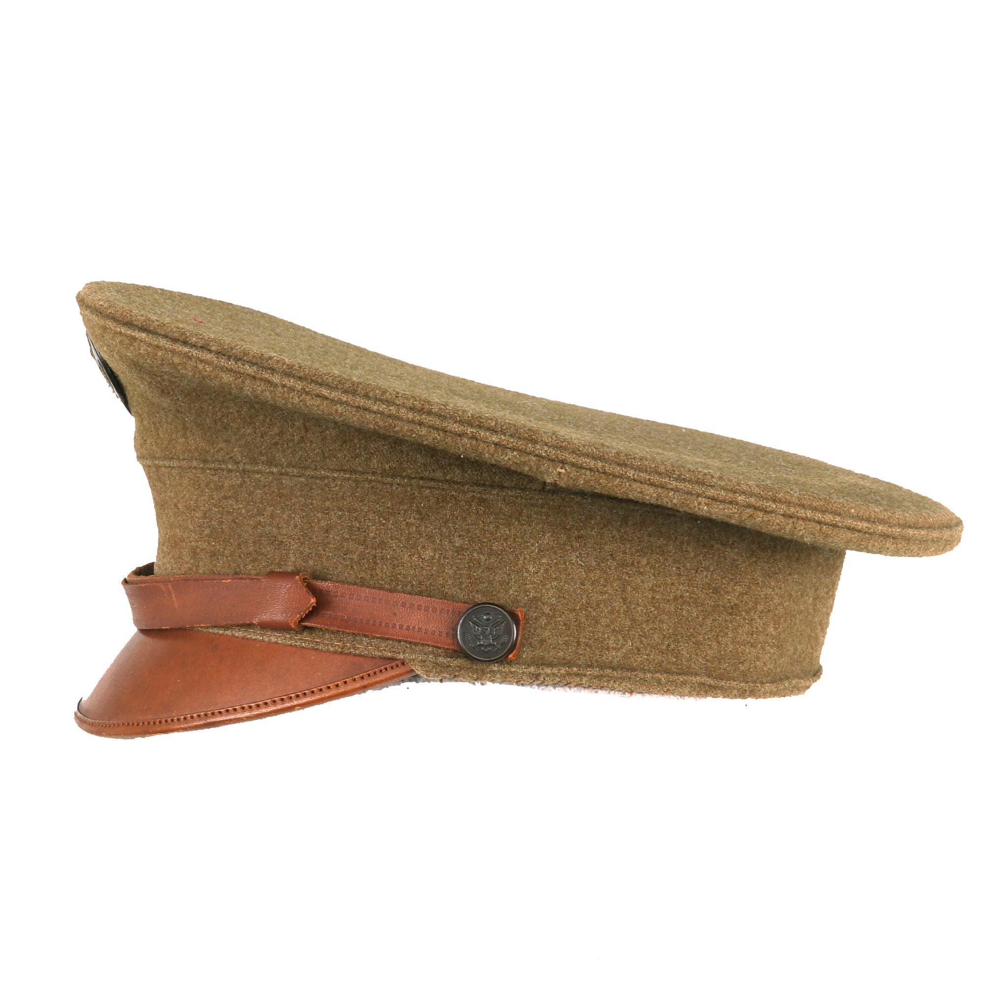 Original U.S. WWI Model 1910 Wool Enlisted Peaked Visor Cap With Uniqu ...