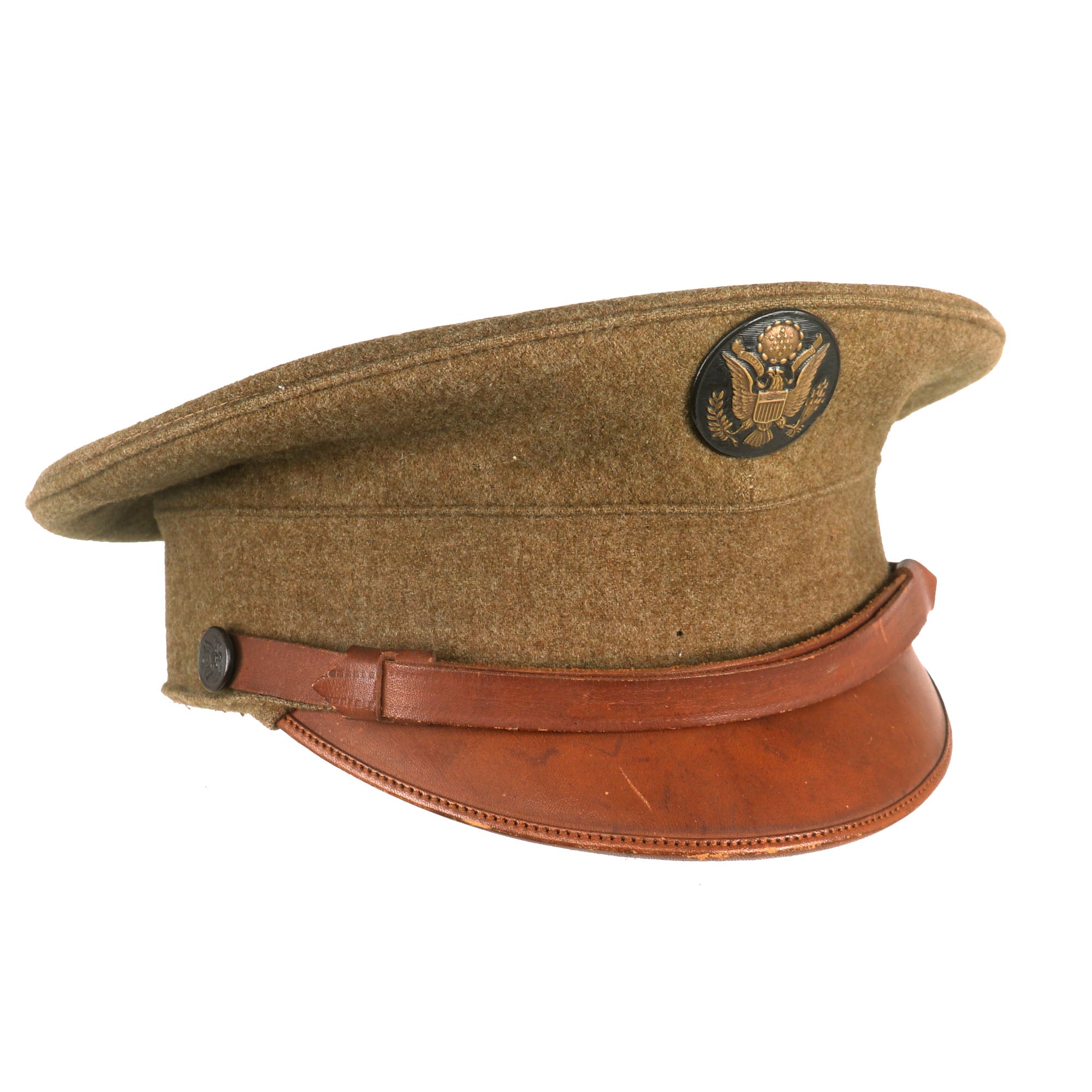 Original U.S. WWI Model 1910 Wool Enlisted Peaked Visor Cap With Uniqu ...
