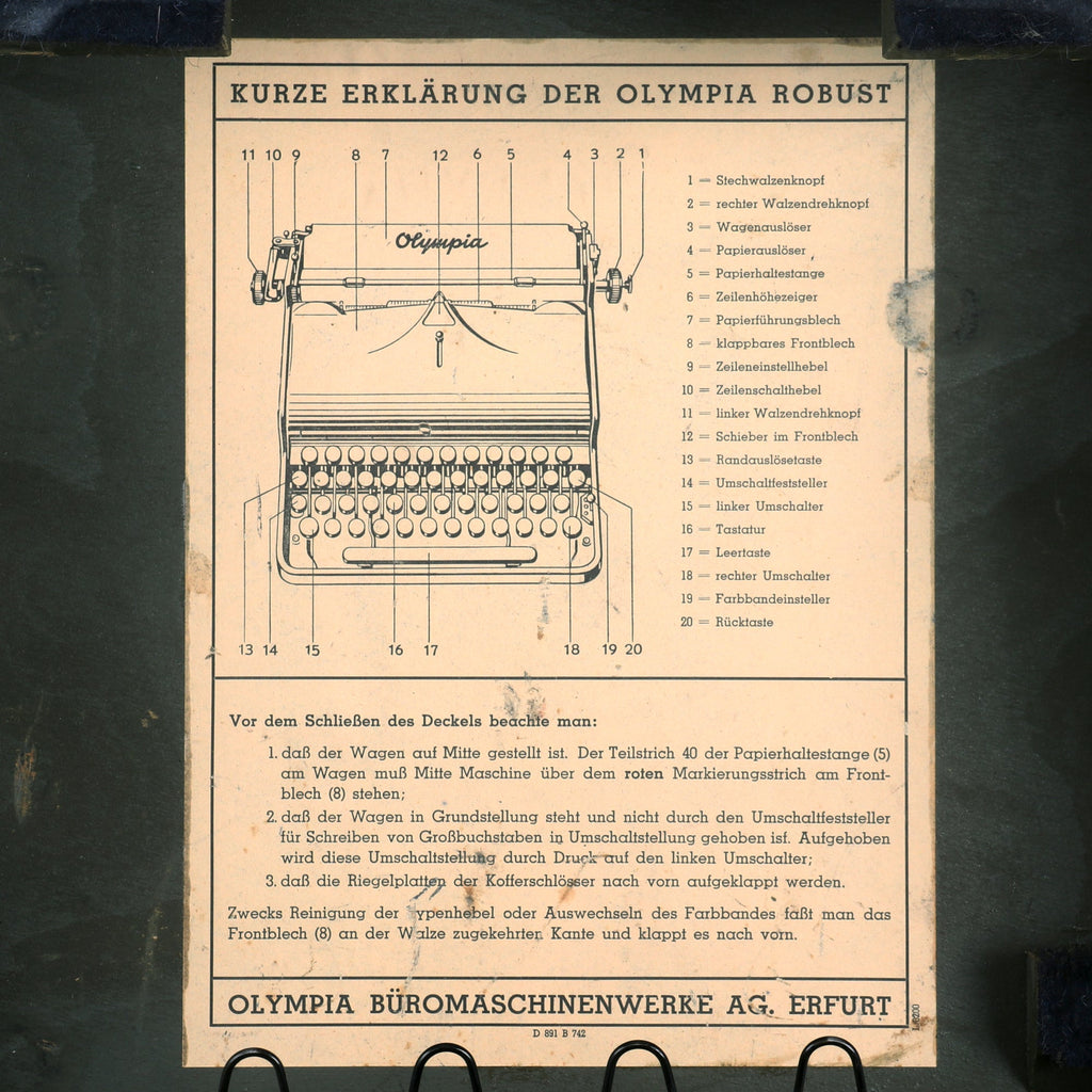 Original German WWII Rare SS Typewriter by Olympia Büromaschinenwerke ...