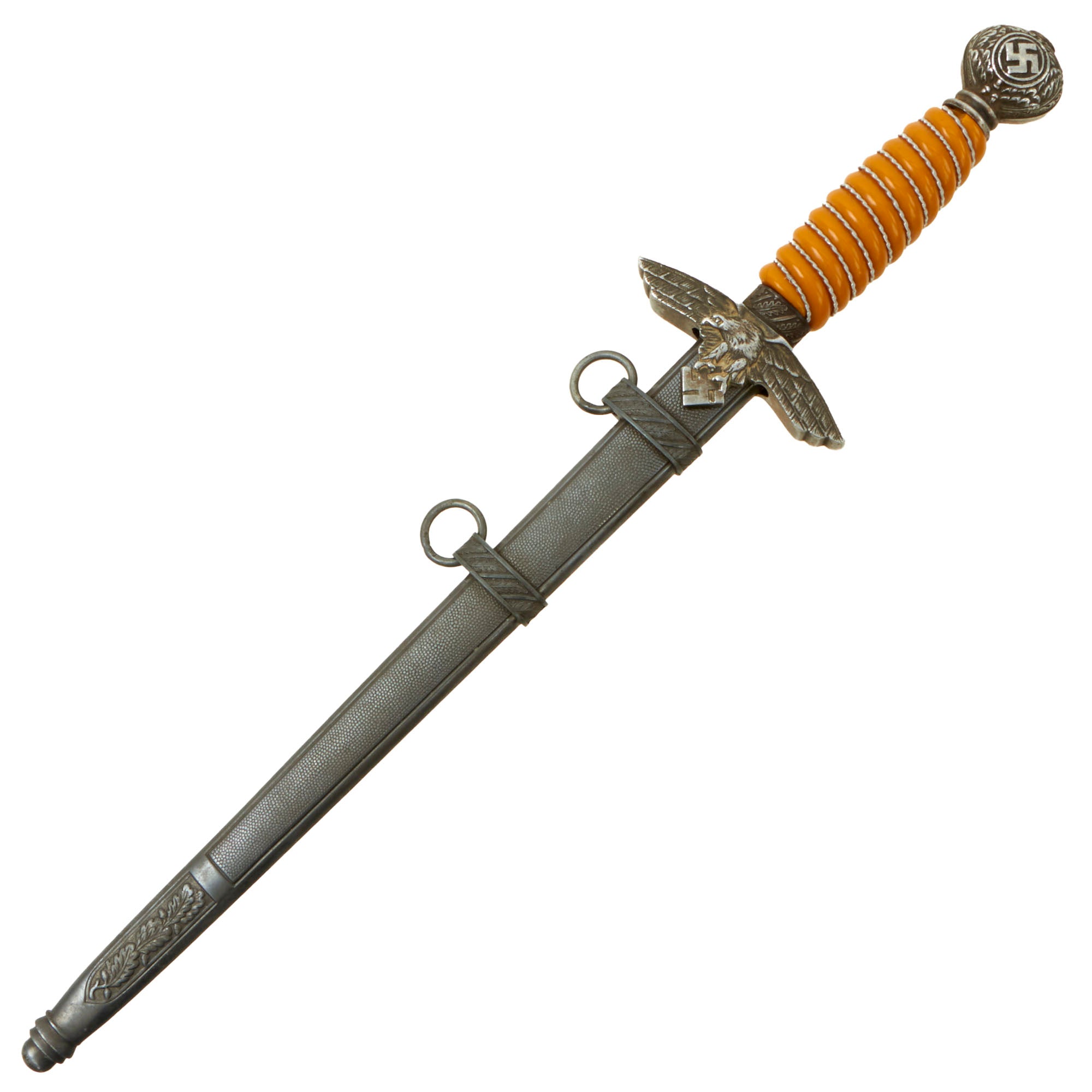 Original German WWII 2nd Model Luftwaffe Dagger with Scabbard - Unmark ...