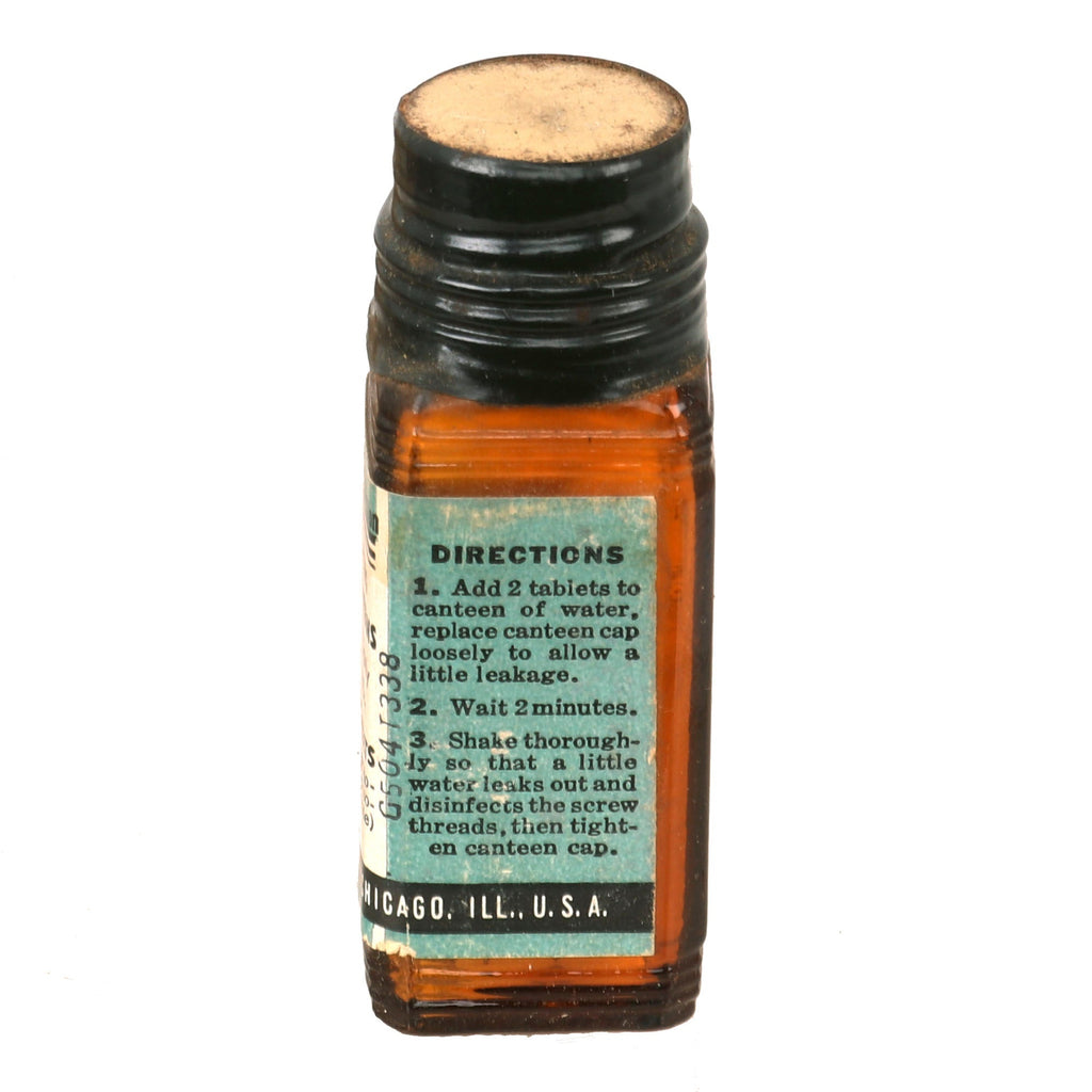 Original U.S. WWII Bottle of 100 Halazone Water Purification Tablets f ...