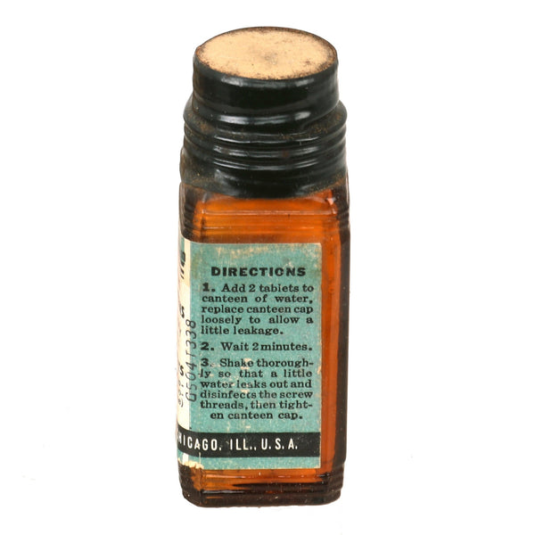 Original U.S. WWII Bottle of 100 Halazone Water Purification Tablets f ...