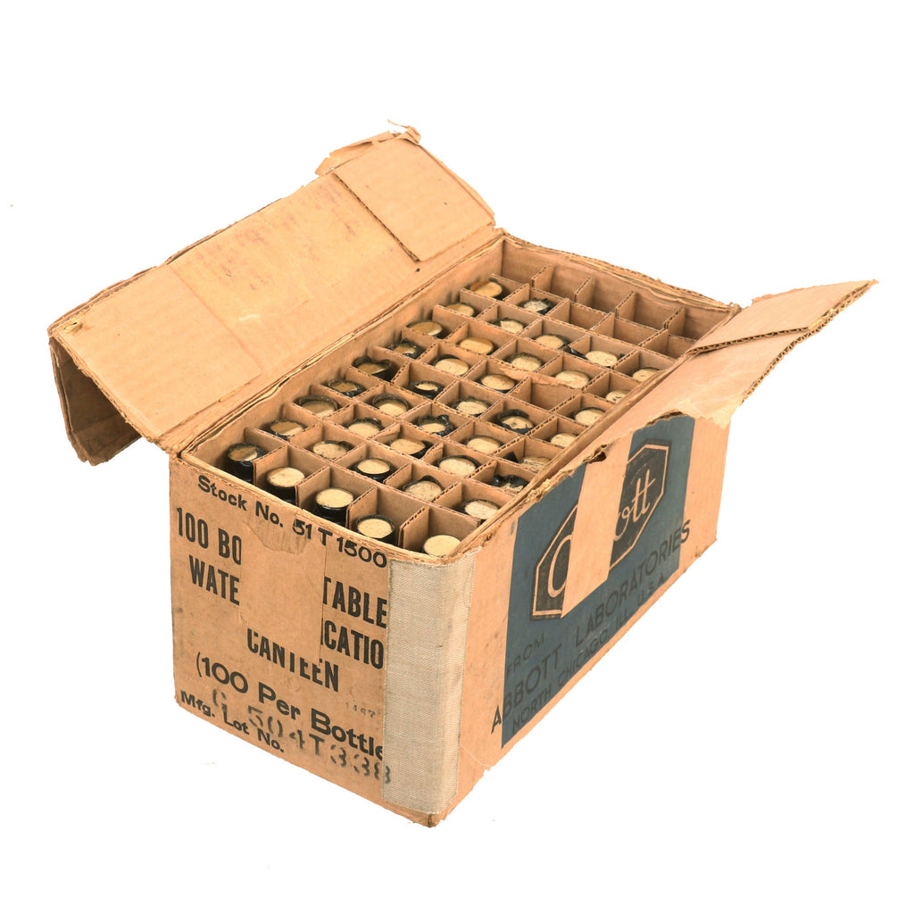 Original U.S. WWII Bottle of 100 Halazone Water Purification Tablets f ...