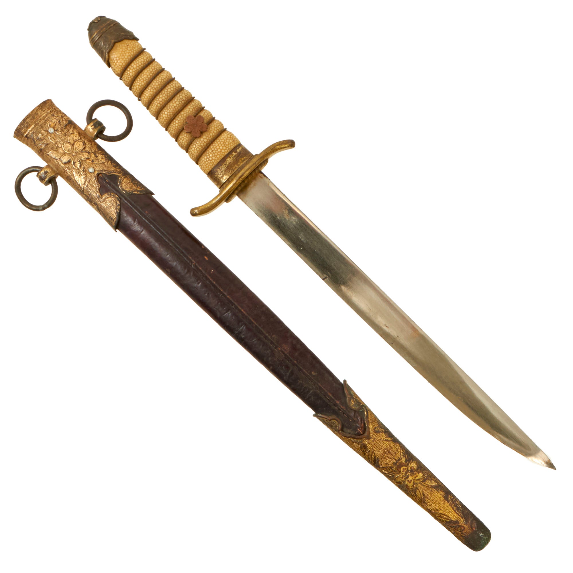 Original Japanese WWII M1883 Naval Officers Dirk with Iron & Brass Lea ...