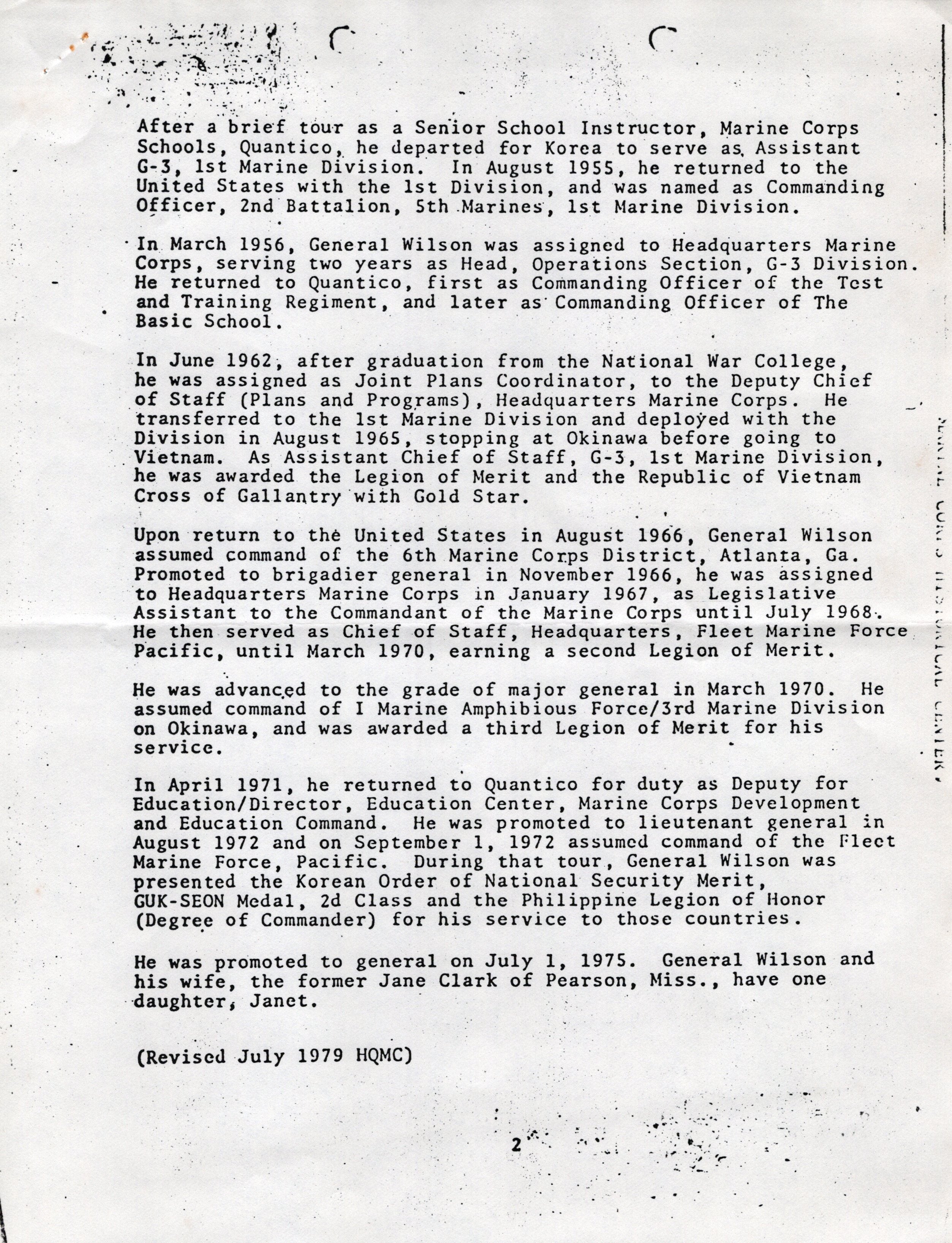 Original U.S. WWII U.S.M.C. Commandant General Louis Wilson Medal of H ...