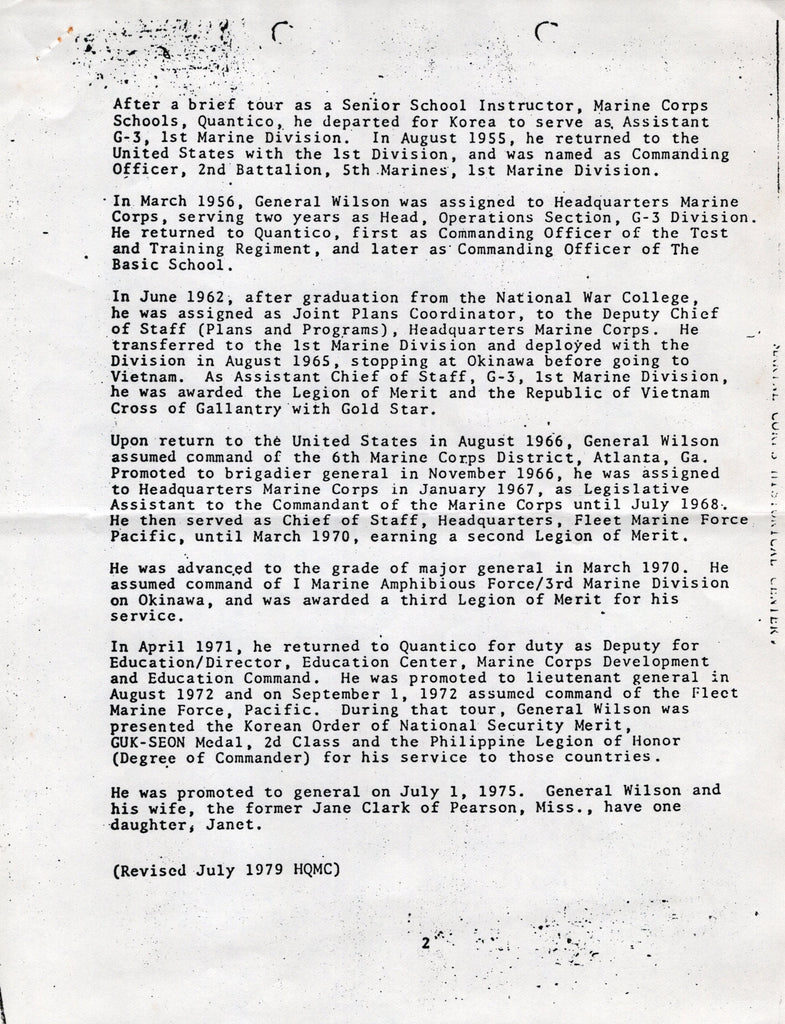 Original U.S. WWII U.S.M.C. Commandant General Louis Wilson Medal of H ...