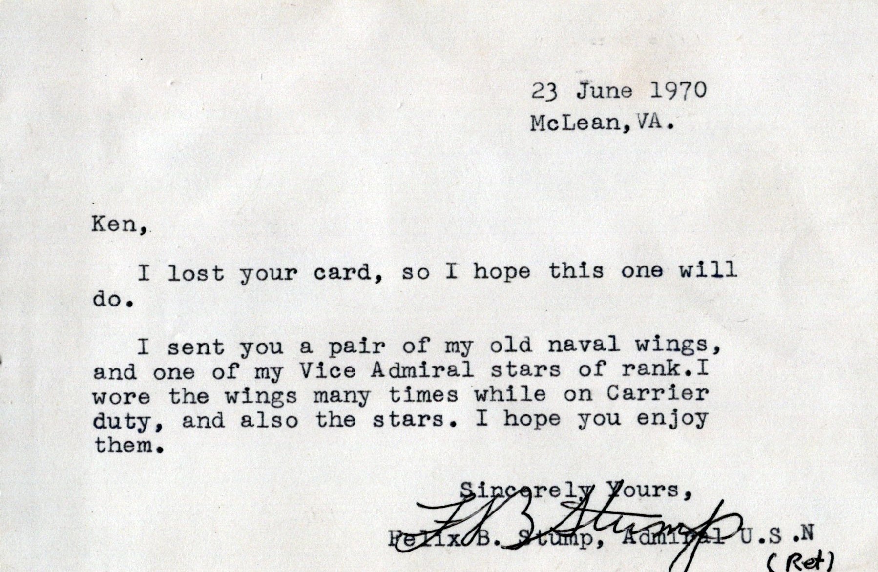 Original U.S. WWII Navy Admiral Felix Stump Naval Aviator Wings & Vice ...