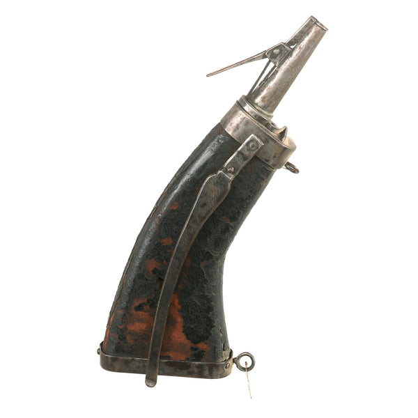 Original Colonial Mid-Late 17th Century Powder Flask - Leather Covered ...