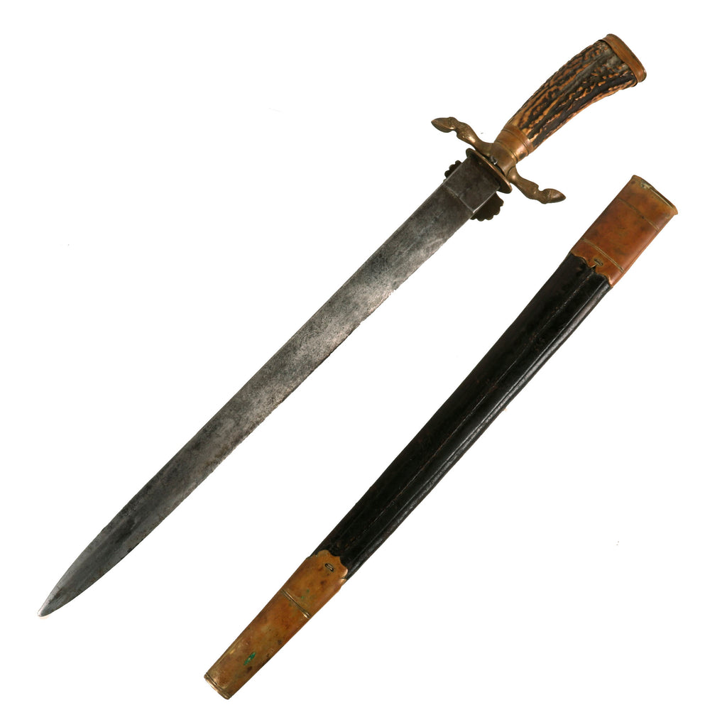 Original German 19th Century Hirschfänger Stag Handle Triple Etched Hu ...