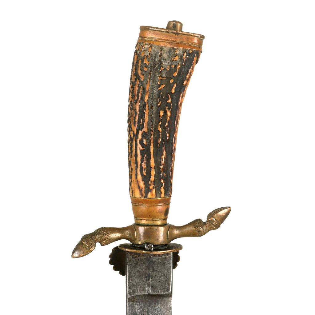 Original German 19th Century Hirschfänger Stag Handle Triple Etched Hu ...