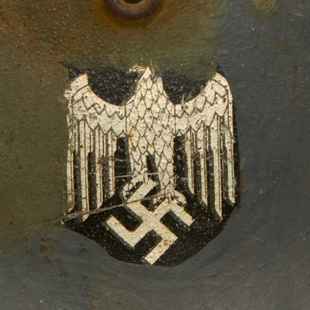 Original German WWII Battle Damaged M42 Single Decal Army Heer Helmet ...