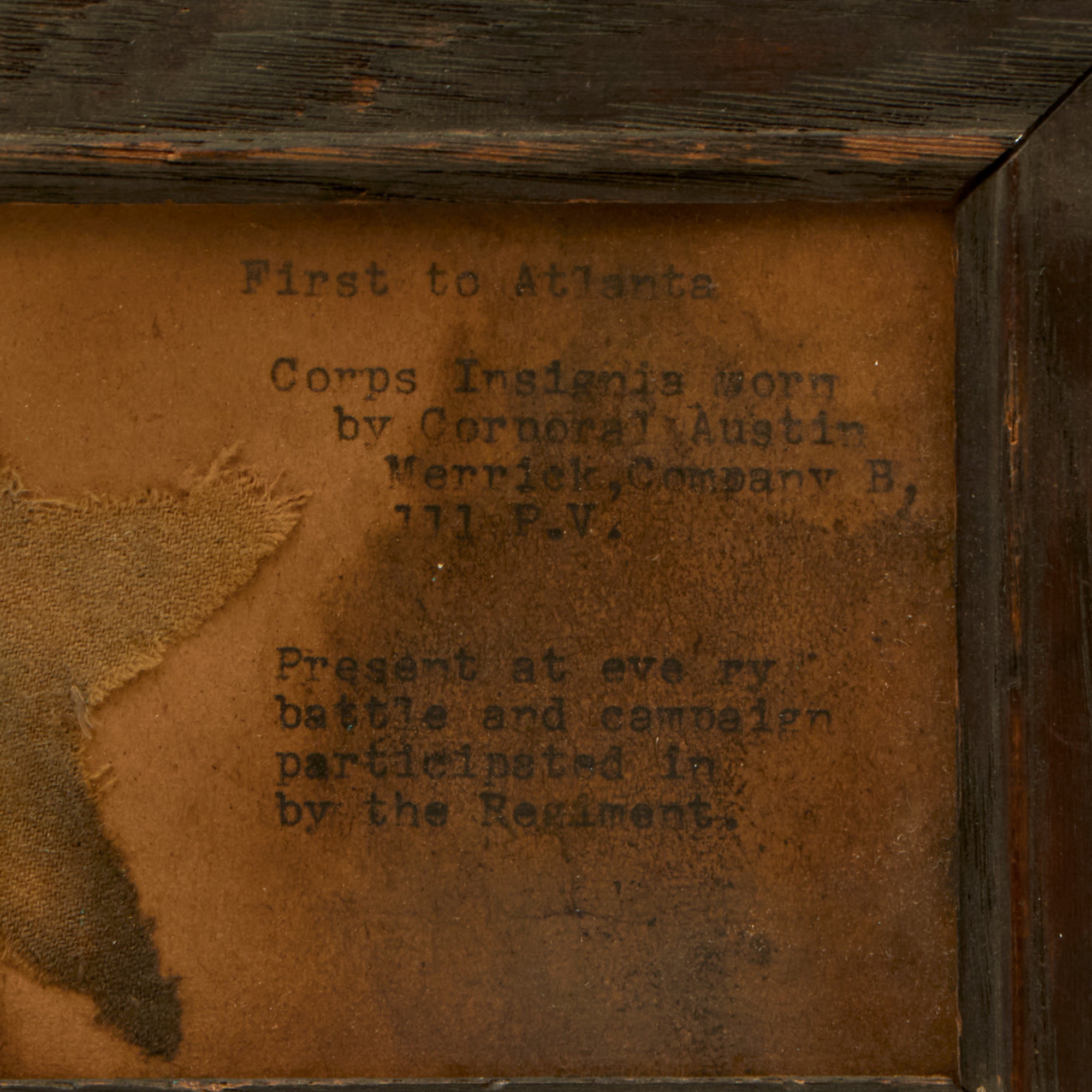 Original U.S. Civil War Framed XII Corps Badge Worn by Austin Merrick ...