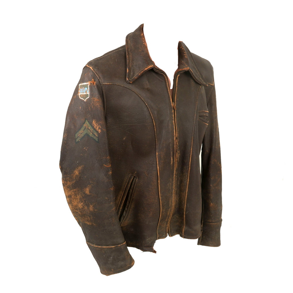 Original U.S. WWII Armored 191st Tank Battalion Army Painted Leather J ...