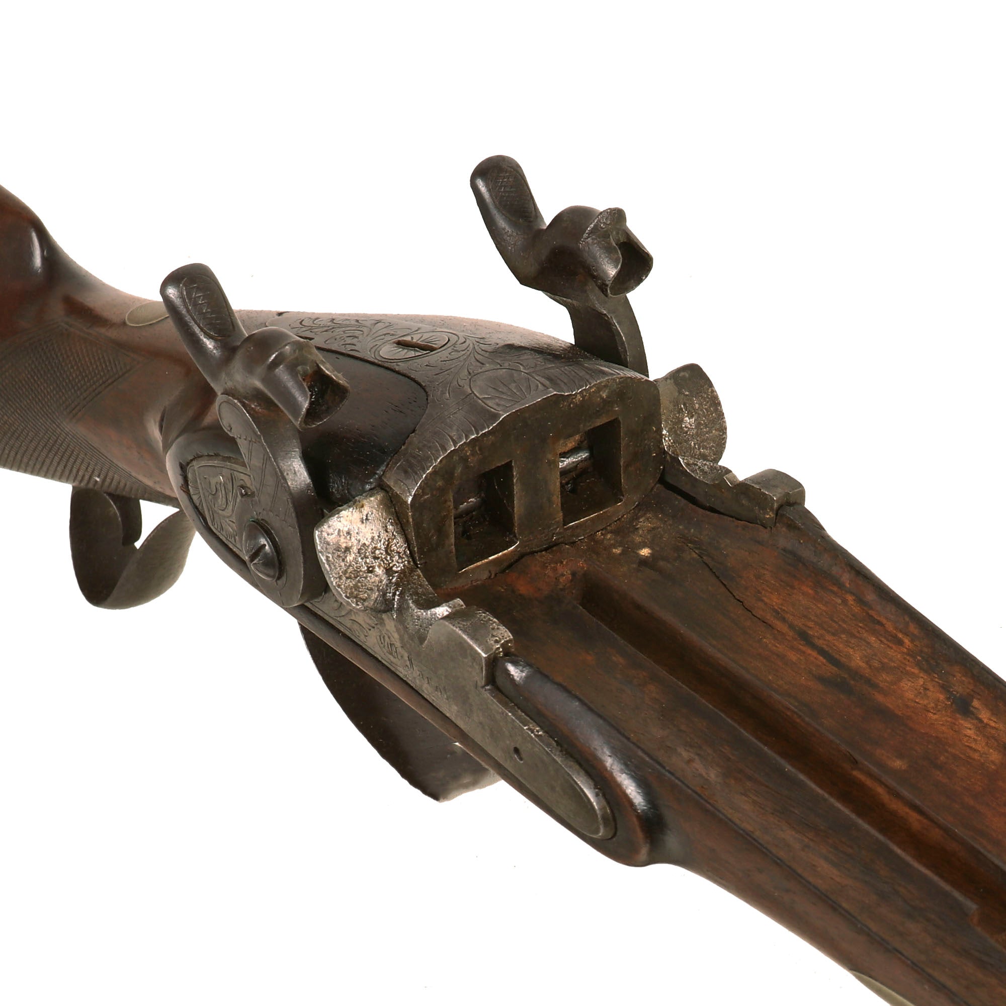 Original British 11 Bore Double Barrel Percussion Shotgun by W. Farot ...