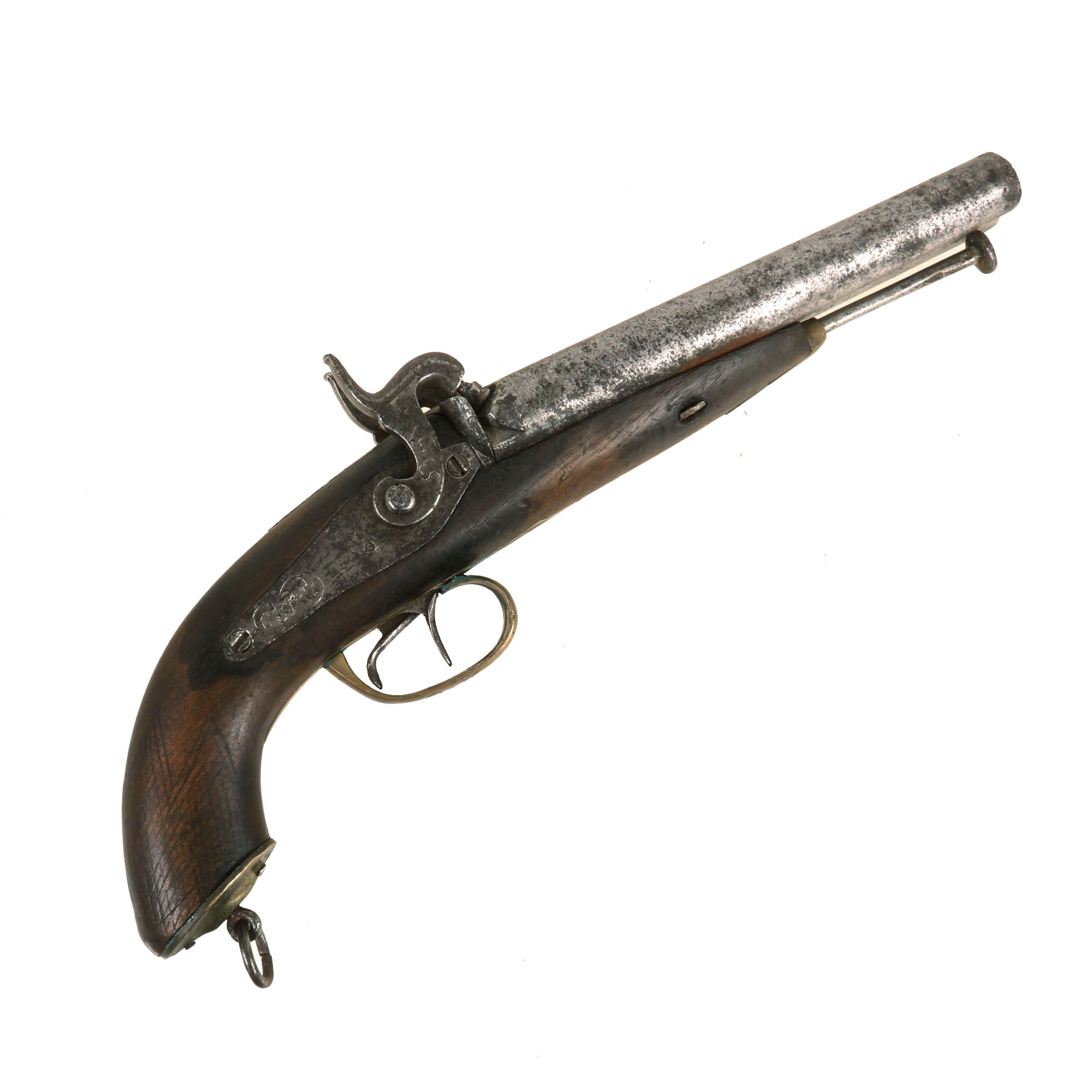 Original Victorian 14 Bore Double Barrel Howdah Percussion Pistol with ...