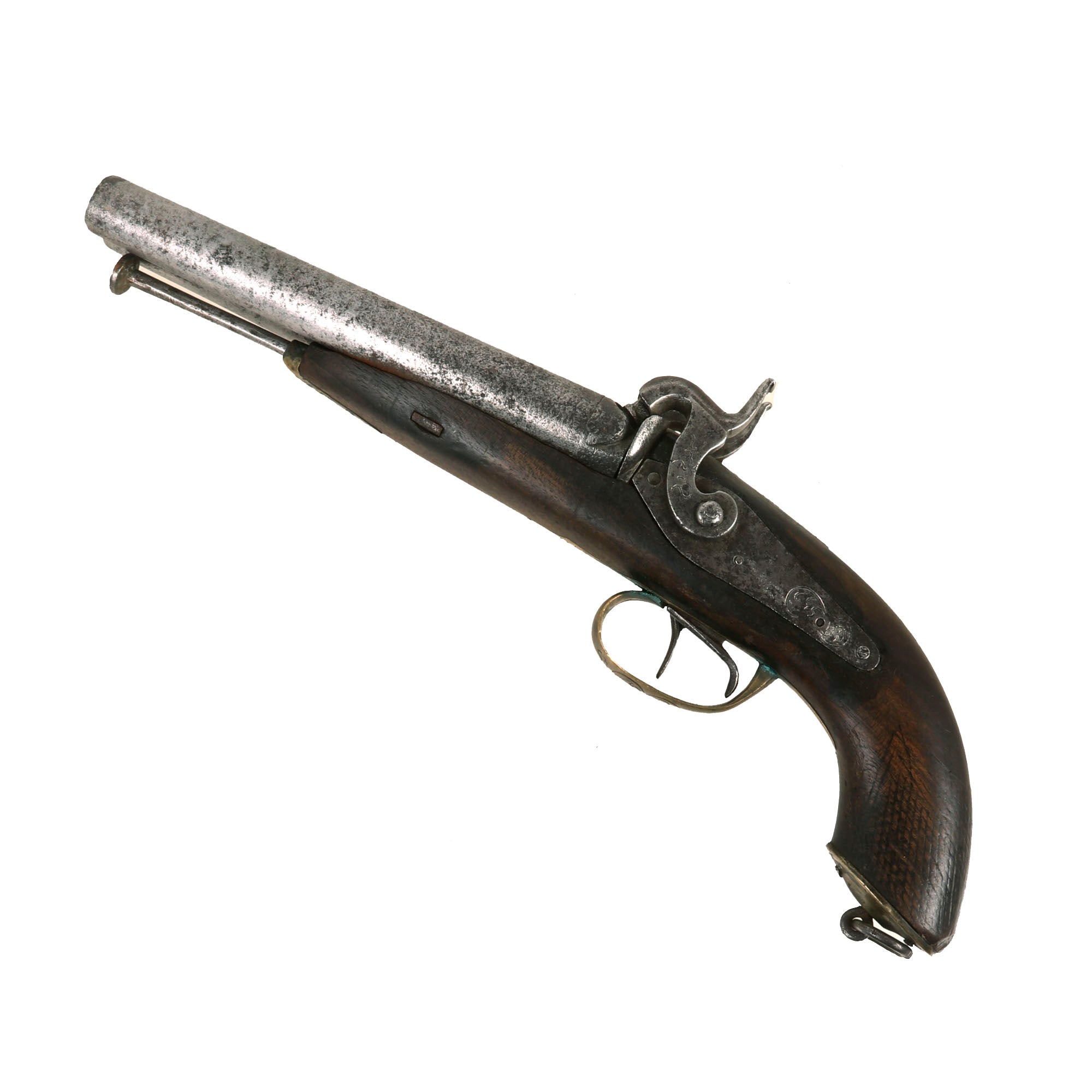 Original Victorian 14 Bore Double Barrel Howdah Percussion Pistol with ...