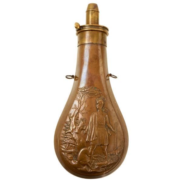 Original British Victorian Copper Gun Powder Flask with Native America ...