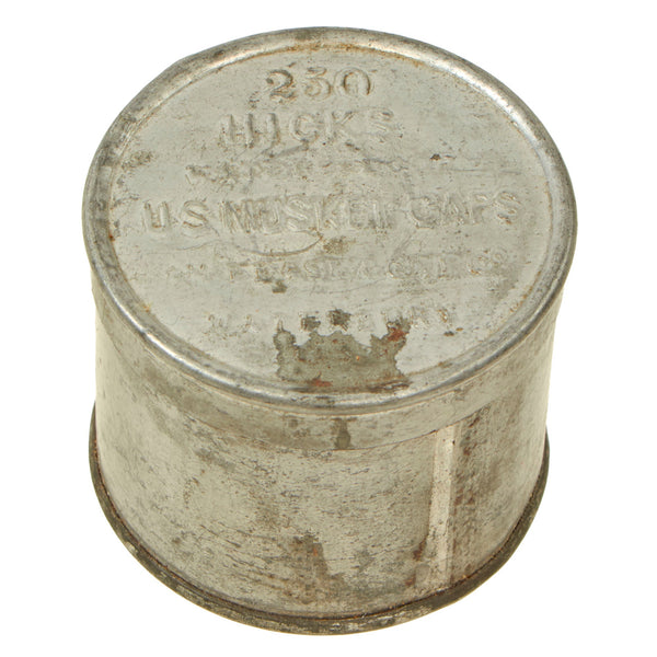 Original U.S. Civil War Tin of 250 Hick’s Waterproof U.S. Musket Percu ...