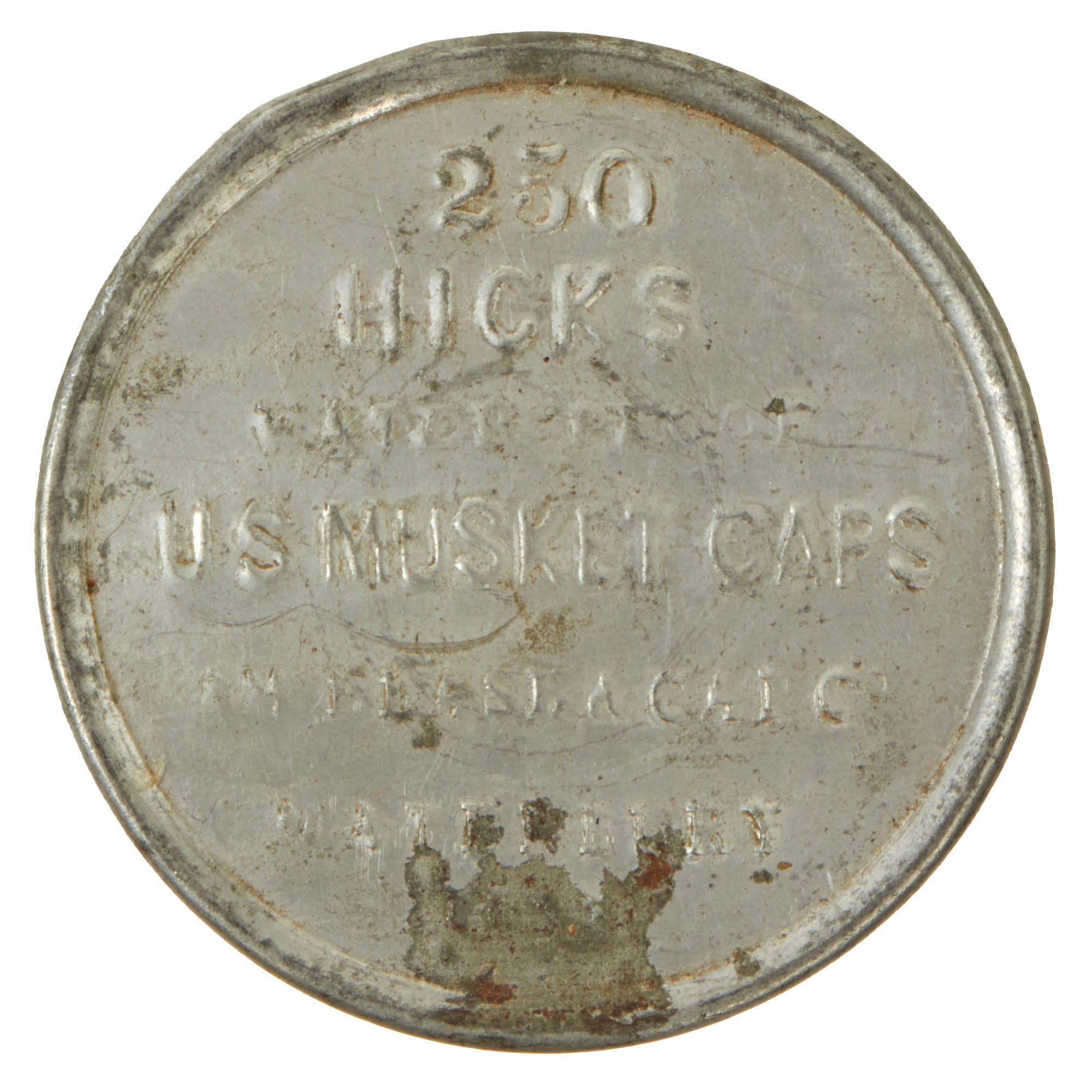 Original U.S. Civil War Tin of 250 Hick’s Waterproof U.S. Musket Percu ...