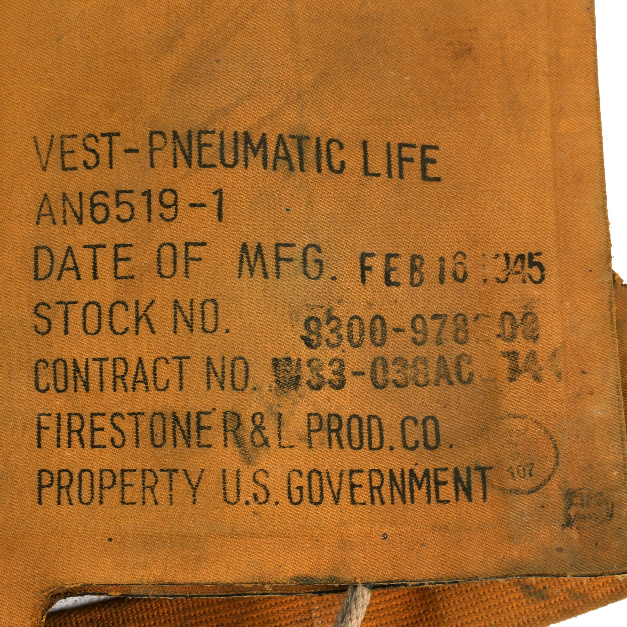 Original U.S. WWII Mae West USAAF Pneumatic Life Vest by Firestone - D ...