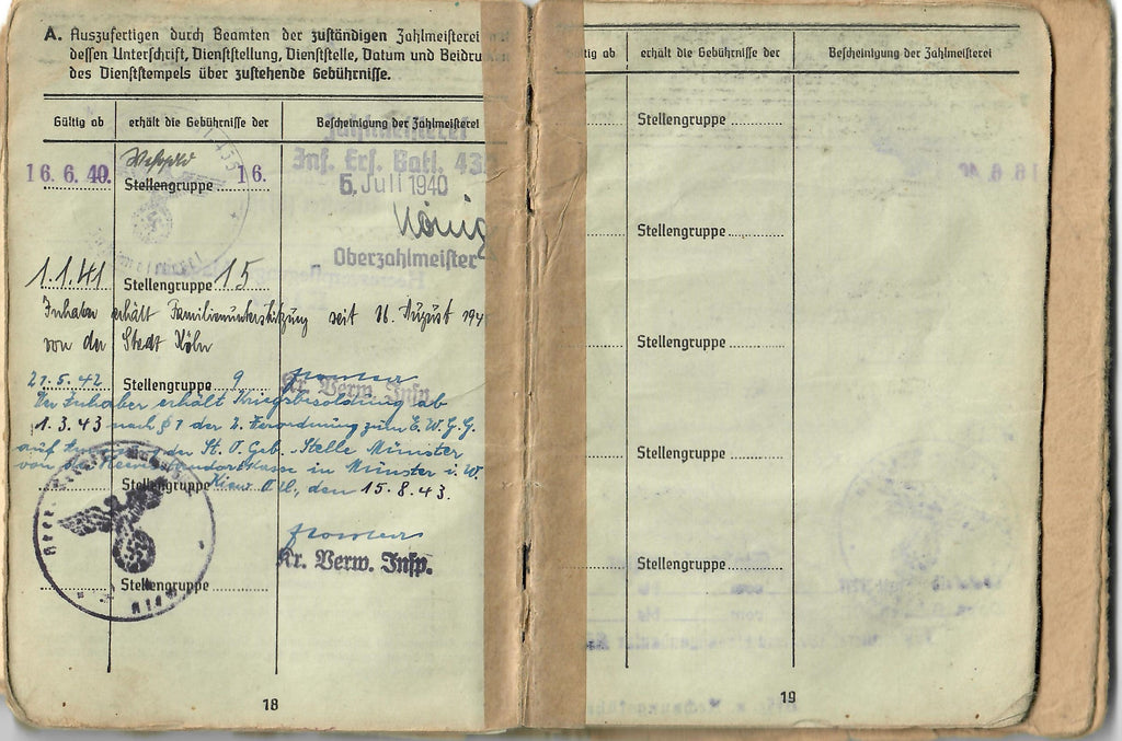 Original German WWII Soldbuch Soldier Identity & Payment Book for Joha ...