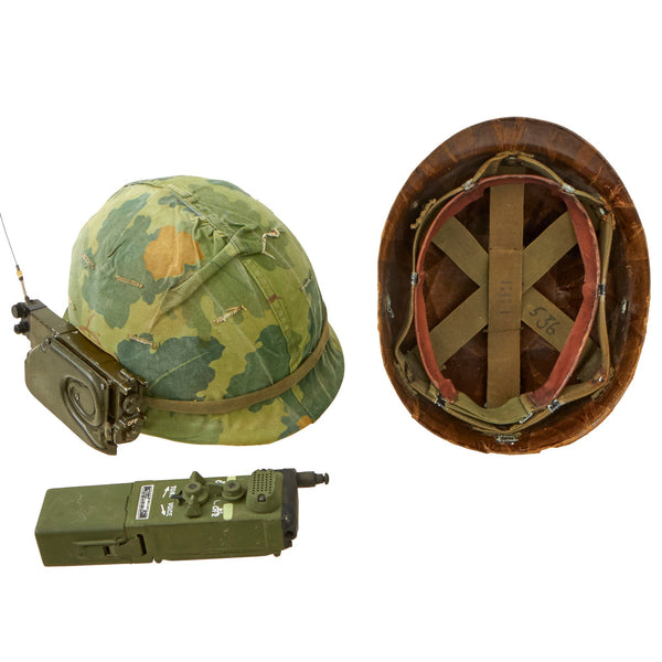 Original U.S. Vietnam War M1 Helmet with PRT-4 / PRR-9 Squad Radio Set ...