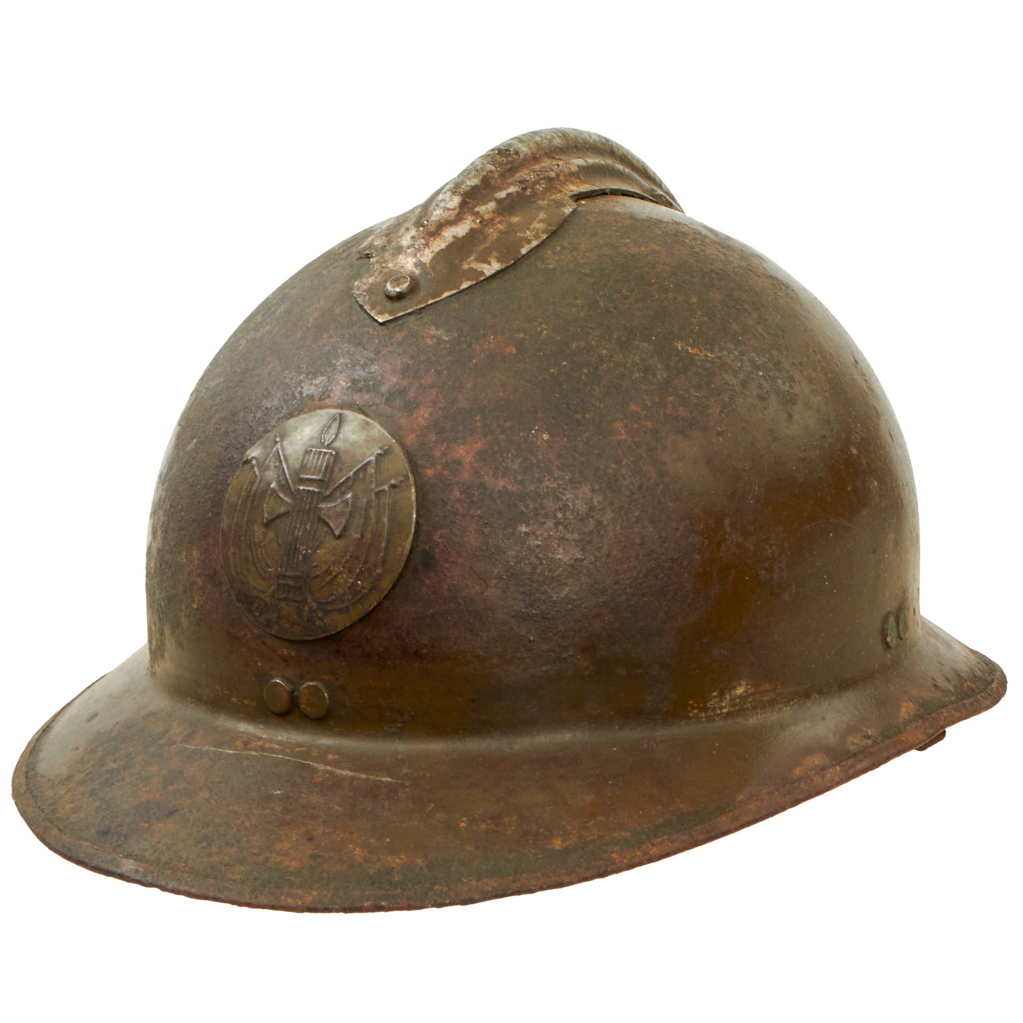 Original French WWII M-1926 Adrian Helmet with Rare Vichy Badge ...