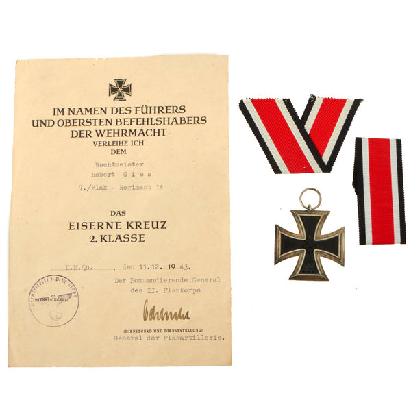 Original German WWII Iron Cross 2nd Class 1939 EKII with Named Award D ...