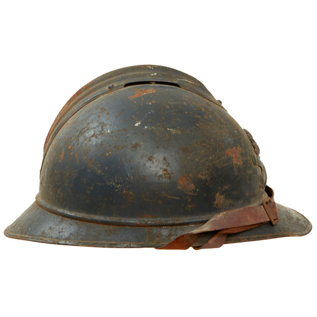 Original French WWI Model 1915 Adrian Helmet in Horizon Blue with Arti ...