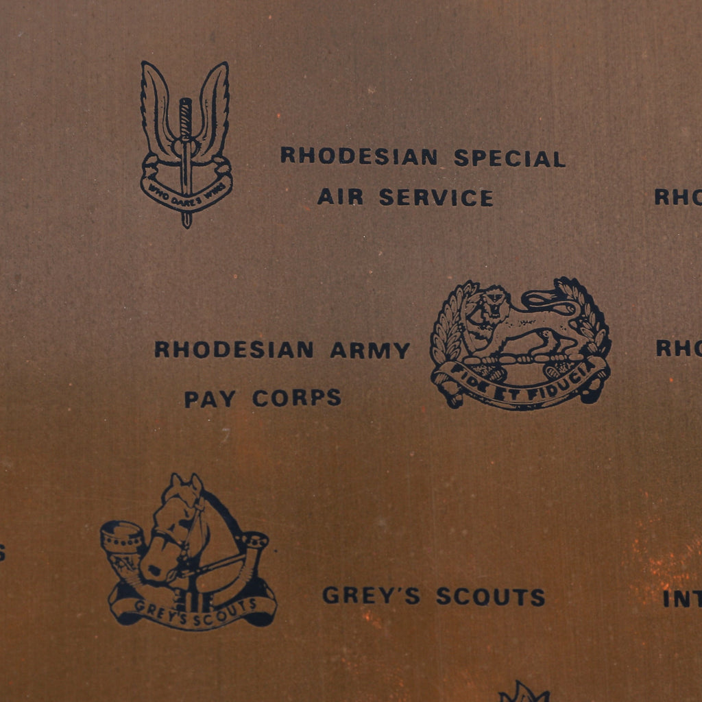 Original Rhodesian Bush War Era Cap Badge Collection in Period Case wi ...
