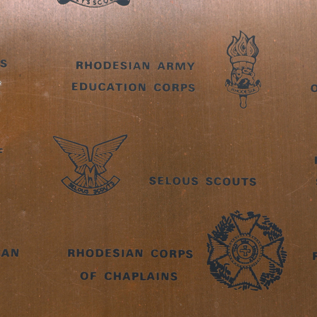 Original Rhodesian Bush War Era Cap Badge Collection in Period Case wi ...