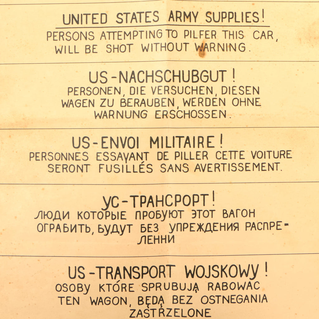 Original U.S. WWII Occupation Railway Security Poster in Five Language ...