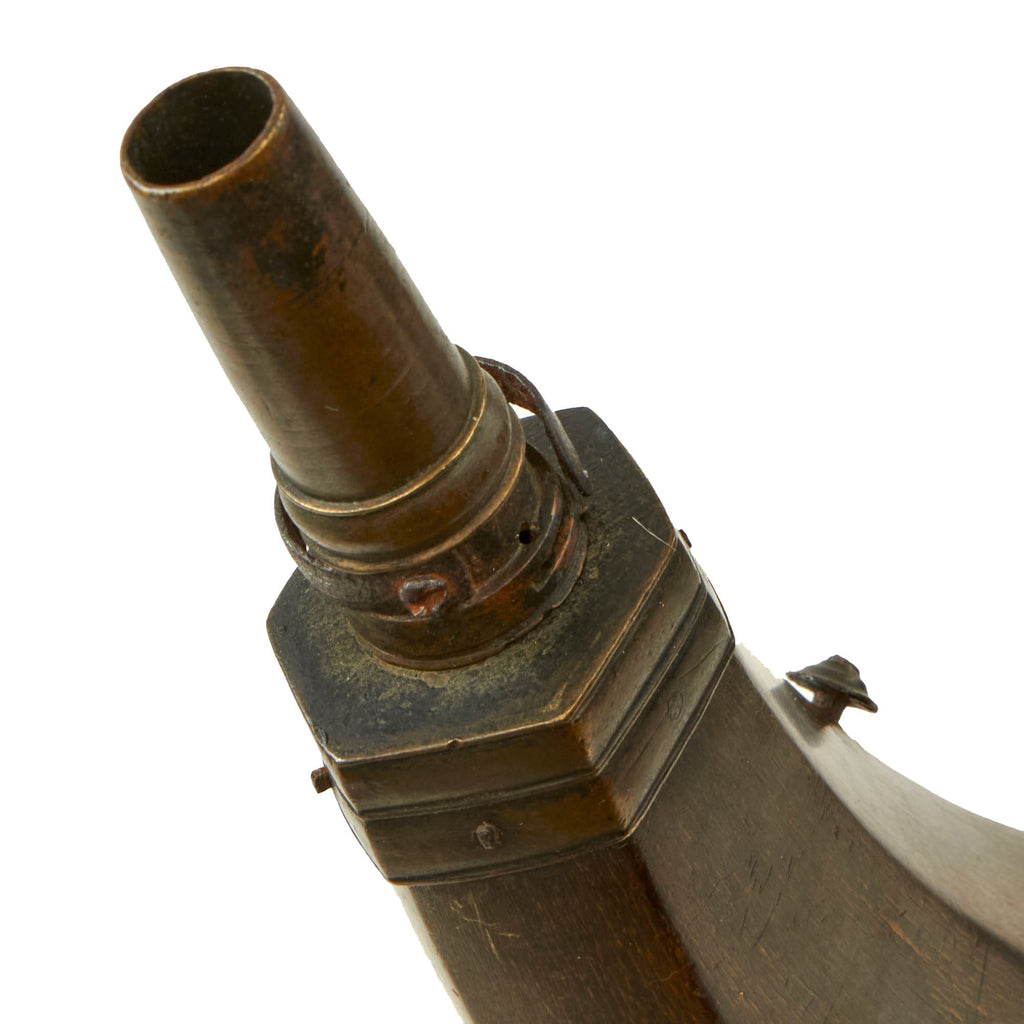 Original British Napoleonic Very Large Six-Sided Powder Horn with Bras ...