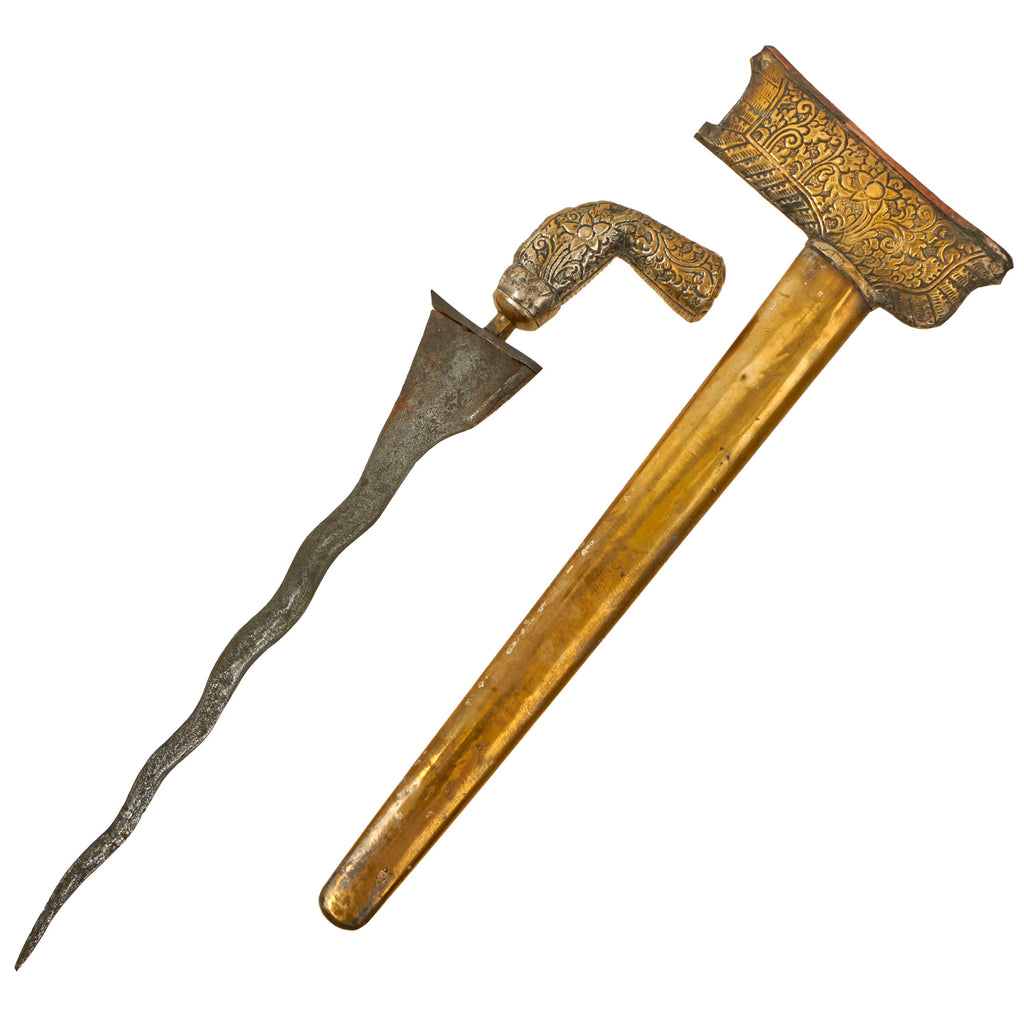Original 19th Century Balinese Indonesian Kris Dagger With Ornately Ca ...