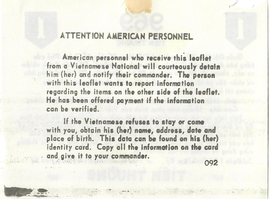 Original U.S. Vietnam War Propaganda Leaflets with Original Psy-Op Des ...