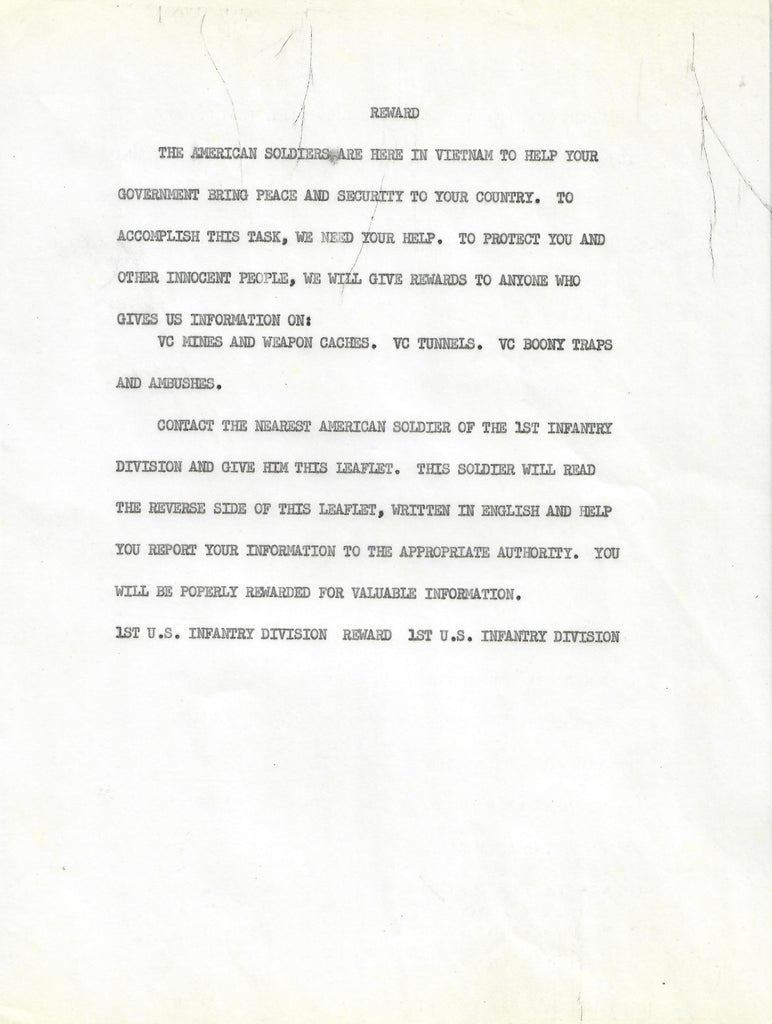 Original U.S. Vietnam War Propaganda Leaflets with Original Psy-Op Des ...