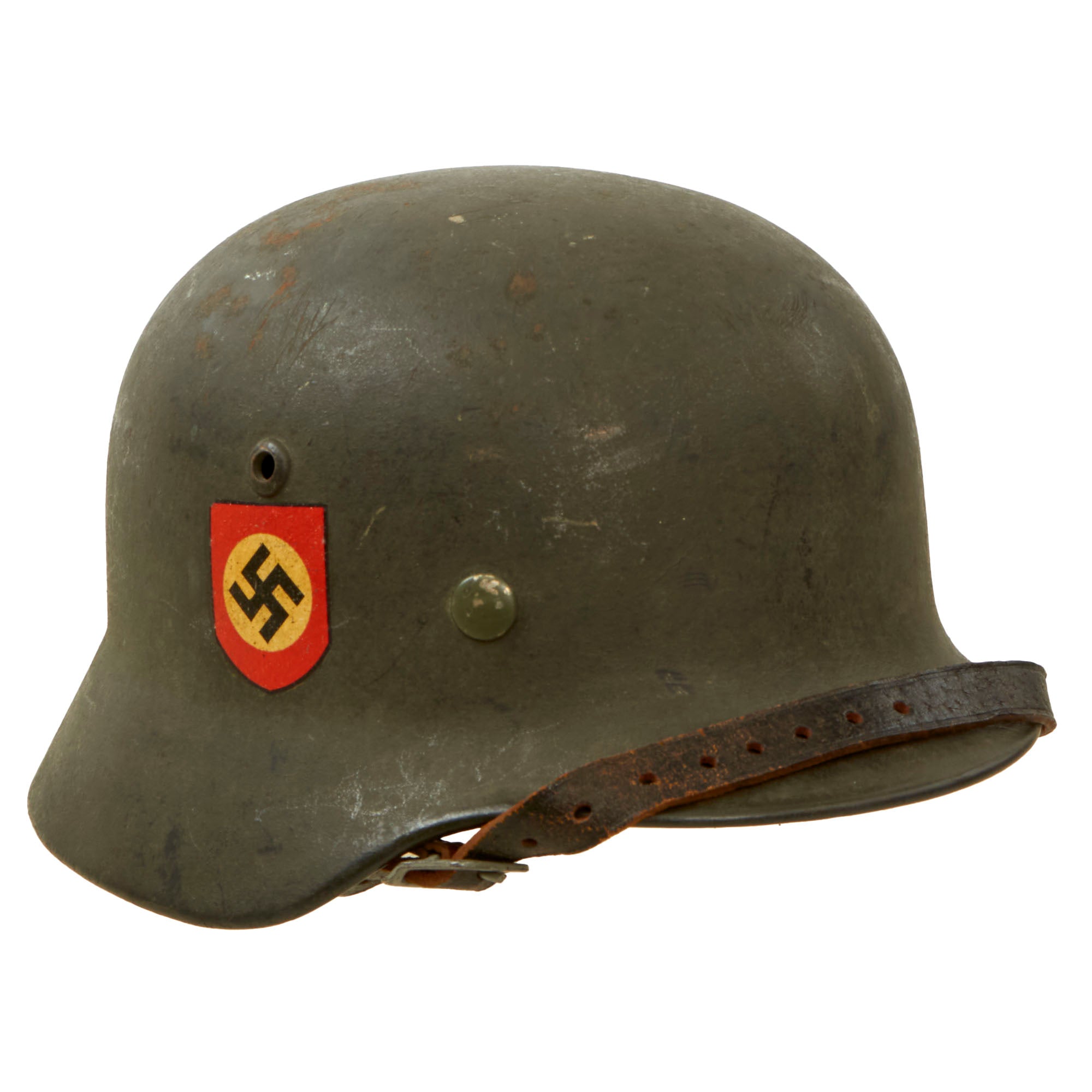 Original German WWII Named Double Decal NSDAP Civic Police M35 Steel C ...