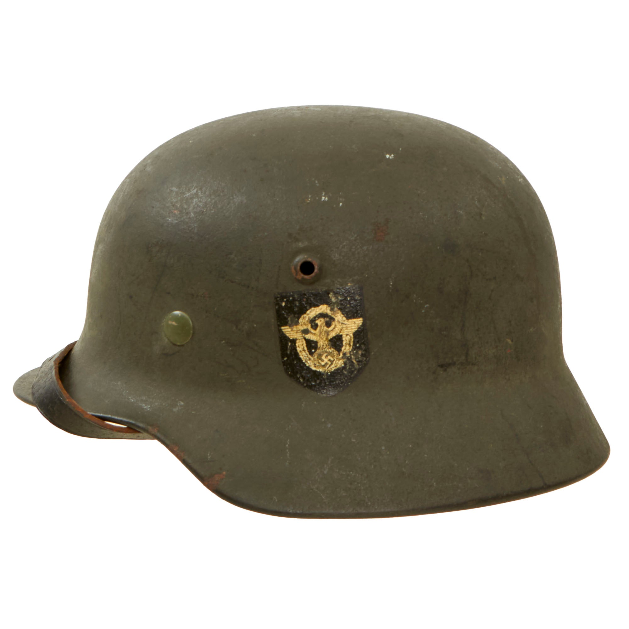 Original German WWII Named Double Decal NSDAP Civic Police M35 Steel C ...