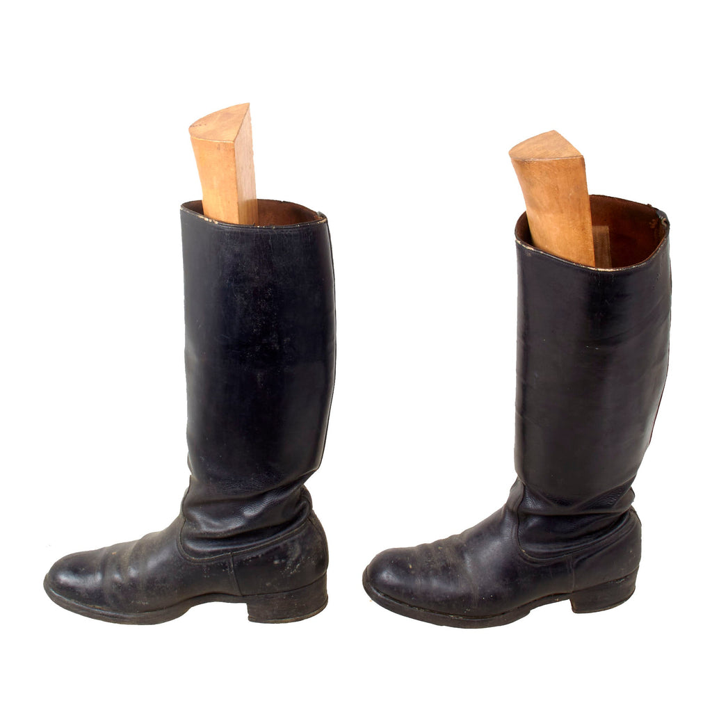Original German WWII Officer's Tall Black Leather Jackboot Riding Boot ...