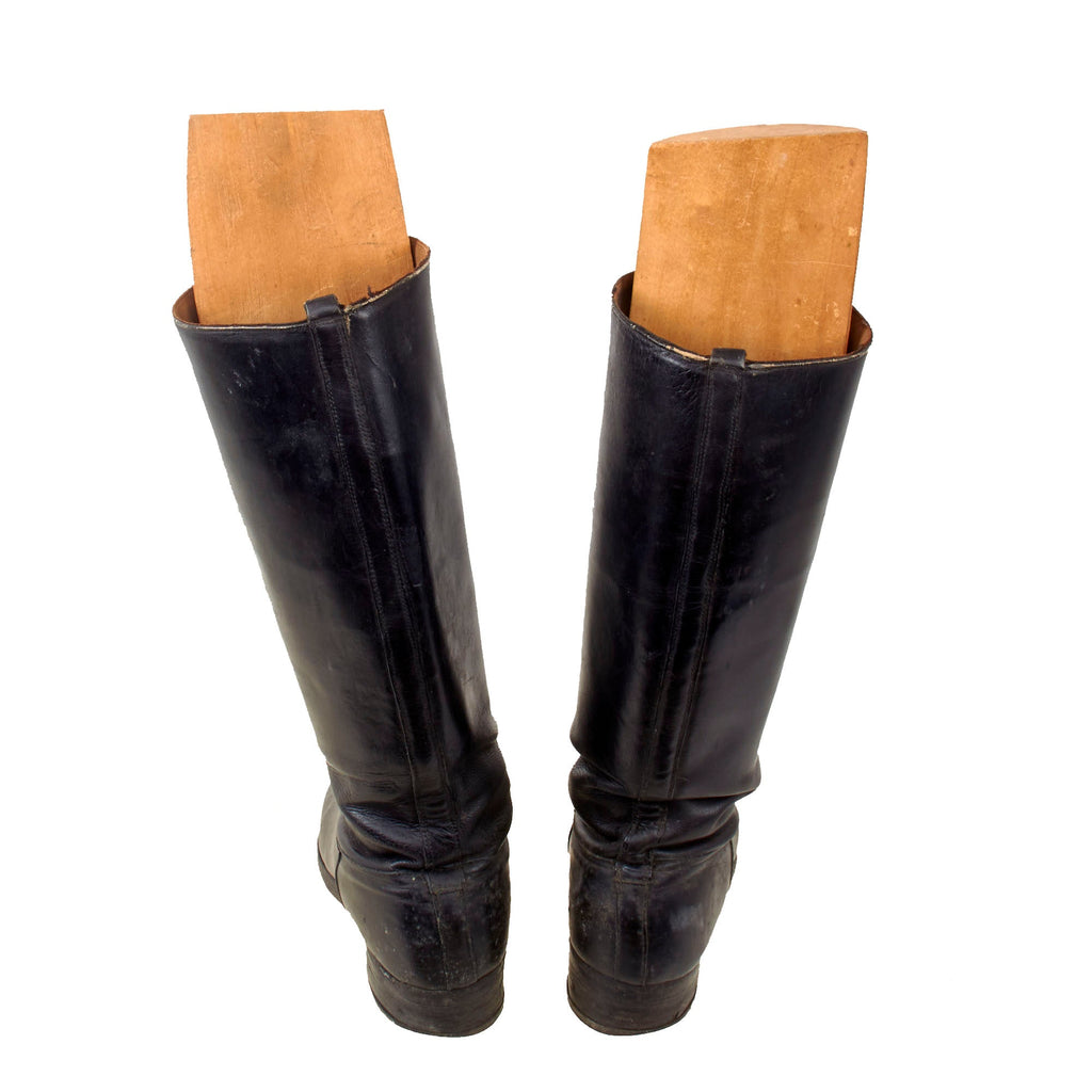 Original German WWII Officer's Tall Black Leather Jackboot Riding Boot ...